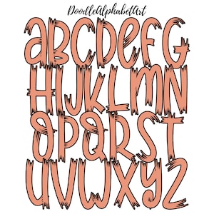 Boho Doodle Alphabet PNG Bundle: Halloween Brush Stroke Letters ...
