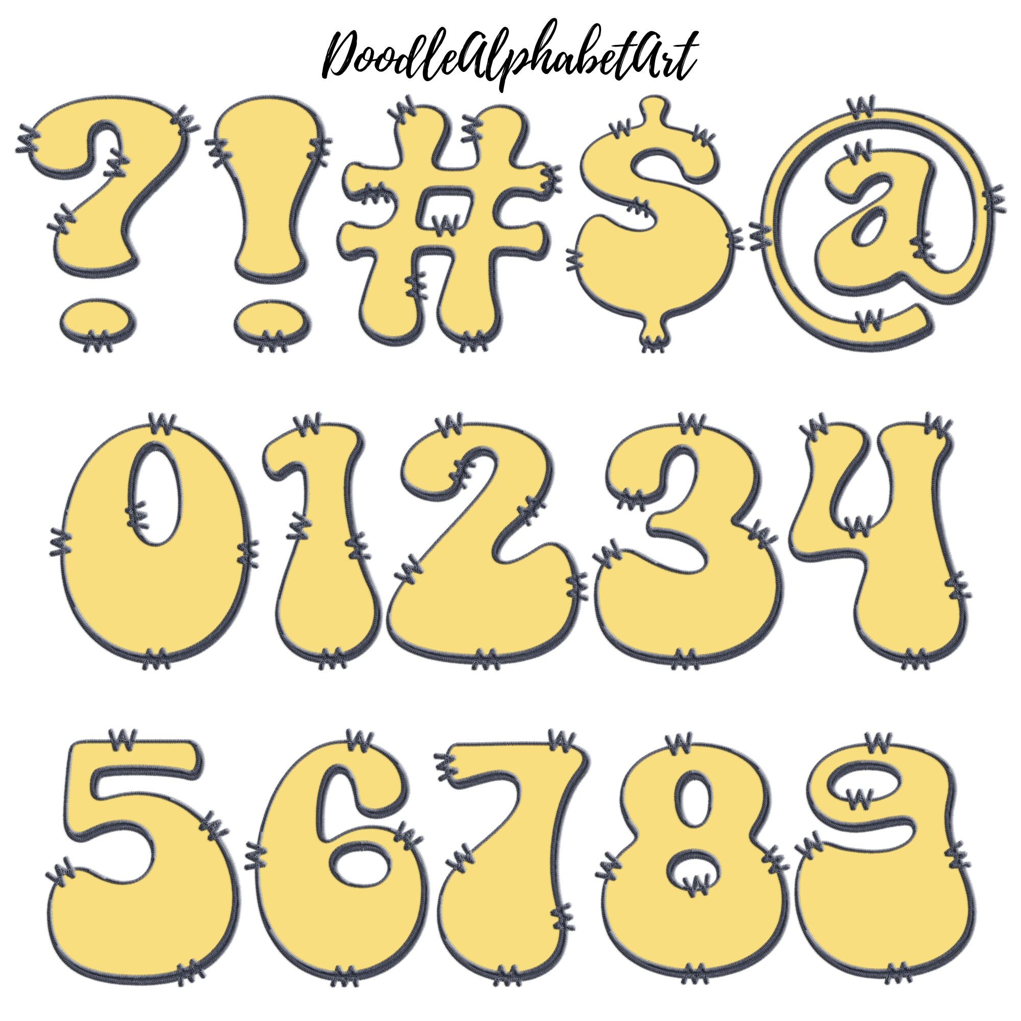 Groovy Faux Stitch Embroidery Font: Teacher PNG Alphabet (digital ...