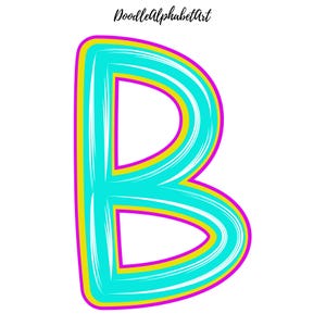Funky Lettering Doodles PNG Bundle: Bright Color Alpha Pack (digital ...