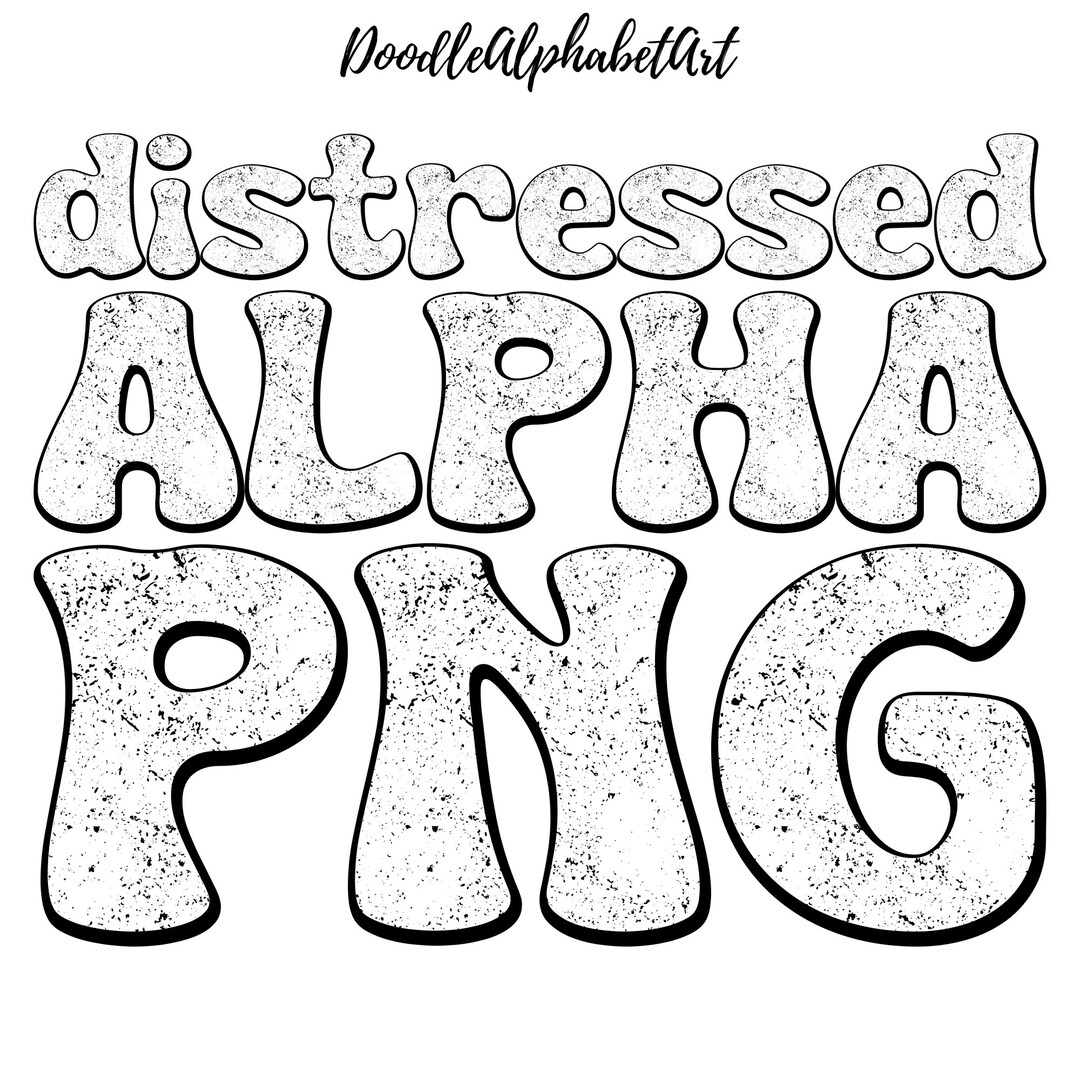 Distressed Alphabets PNG, Vintage Letters in White Background and Black ...