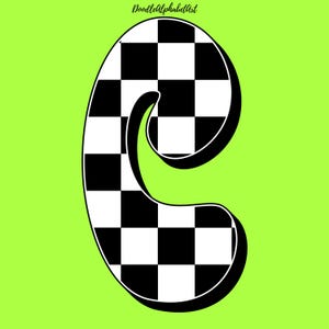 Checkerboard Retro Groovy Alphabet PNG Bundle, Retro Checkered Letters ...
