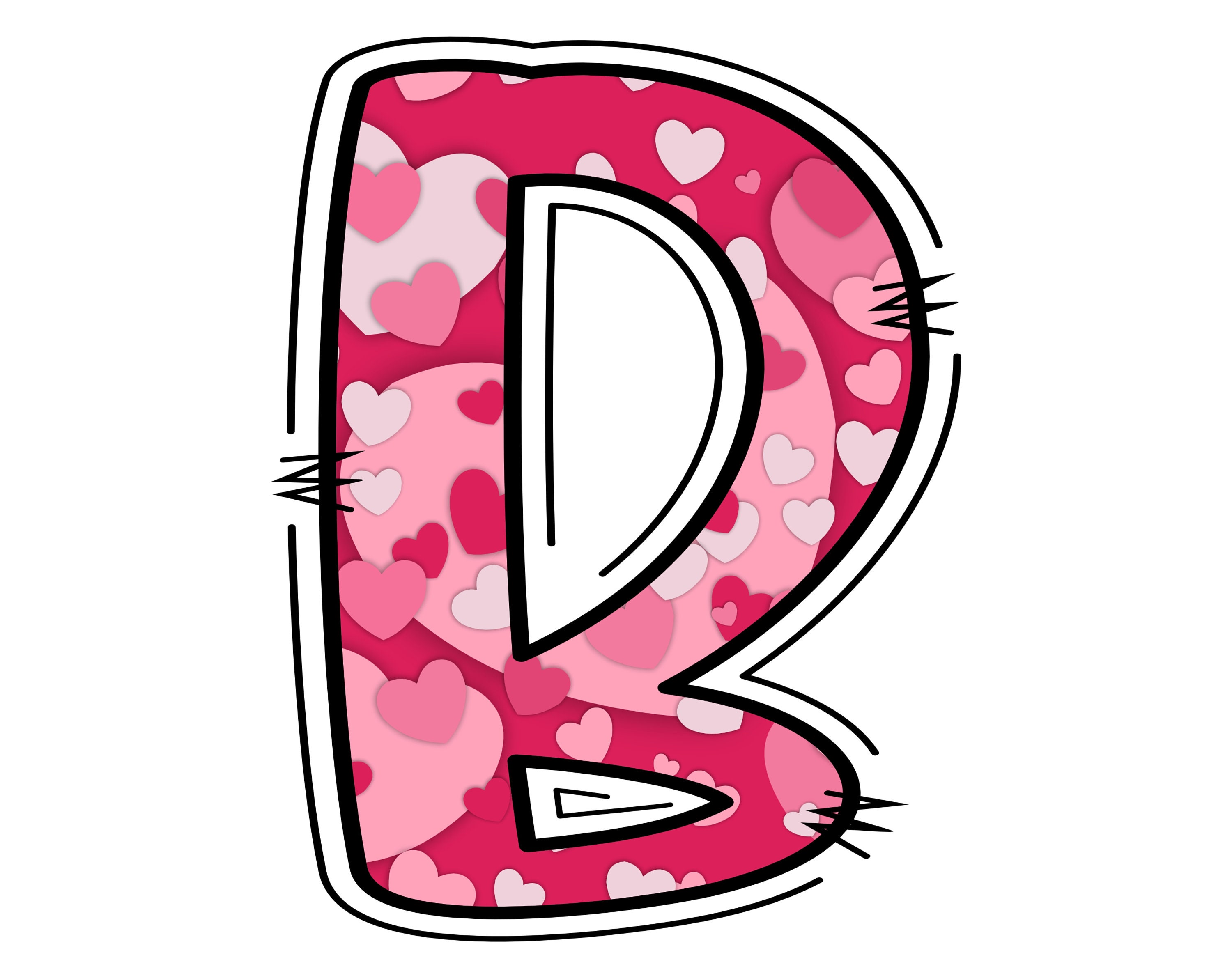 Valentine Hearts Digital Alphabet PNG. Hand Drawn Doodle - Etsy
