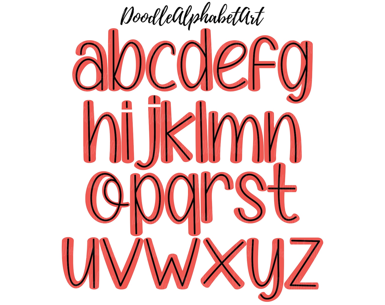 Boho Doodle Alphabet Letters PNG Bundle: Earthy Scribble Font (digital ...