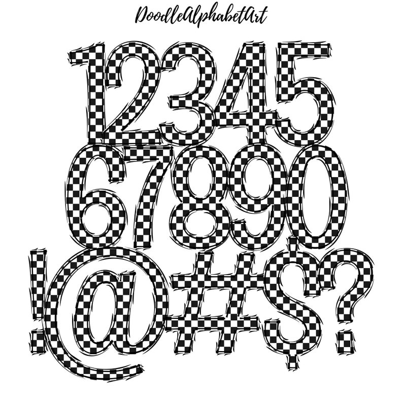 Checkered Letters PNG, Black and White Checkerboard Doodle Alphabet PNG ...