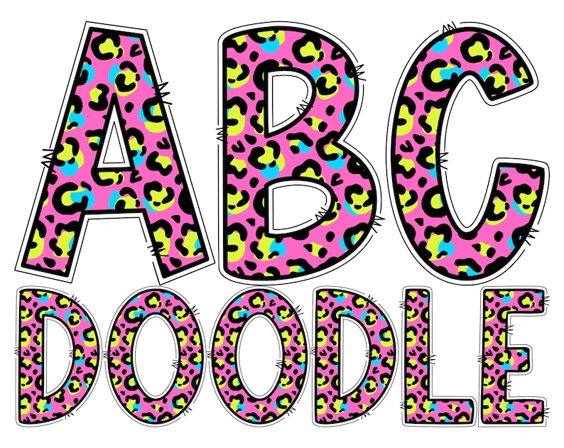 Bright Leopard Animal Print Alphabet Digital Letters PNG Hand - Etsy