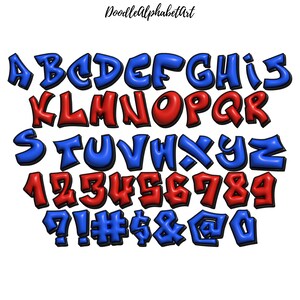 Graffiti 3D Alphabet Letters: Azul & Rosso Corsa PNG (digital Download ...