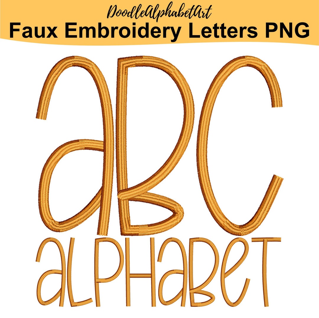 Faux Embroidery Doodle Alphabet Letters PNG, Customizable Stitch Colors ...