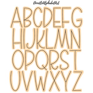 Dotted Line Alphabet Letters PNG Bundle, 8 Alpha Set, Pastel Color ...