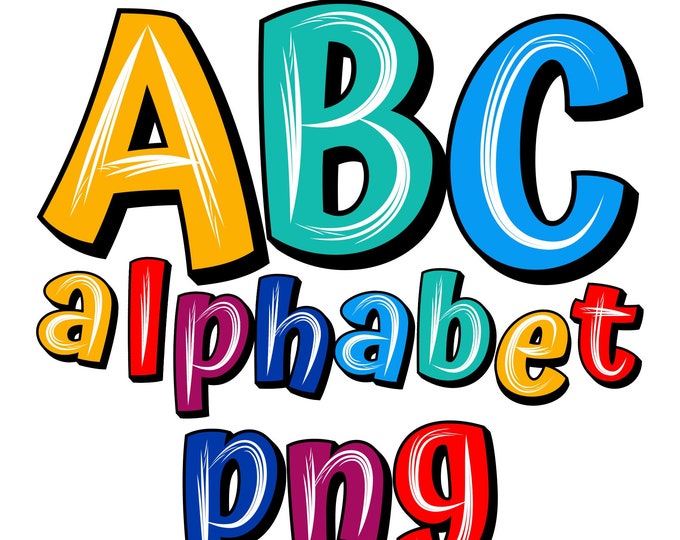 Boho Doodle Alphabet Letters PNG Bundle: Earthy Scribble Font (digital ...