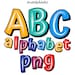 Kindergarten Colorful Alphabet Letters PNG, White Brush Stroke, Block ...