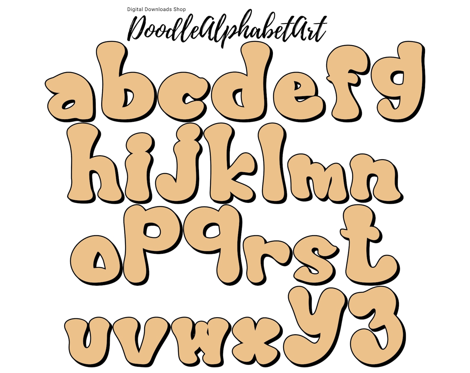 Boho Groovy Letters PNG in 5 Alpha Set Doodle Boho Retro - Etsy