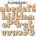 Boho Groovy Letters PNG in 5 Alpha Set, Doodle Boho Retro Alphabet PNG ...