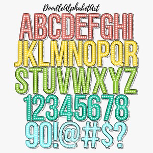 Retro Hand-drawn 3D Dalmatian Dots Alphabet Letters PNG Bundle, Summer ...