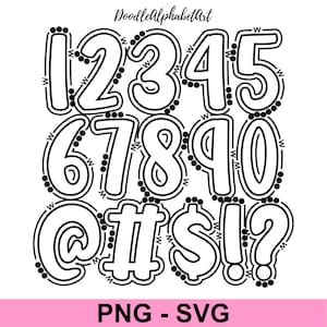 Outline Doodle Letters, Dots Blank Alphabet PNG SVG Bundle, Transparent ...