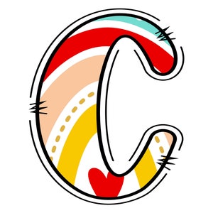 Boho Rainbow Alphabet PNG. Classroom Rainbow Alphabet | Hand Drawn ...
