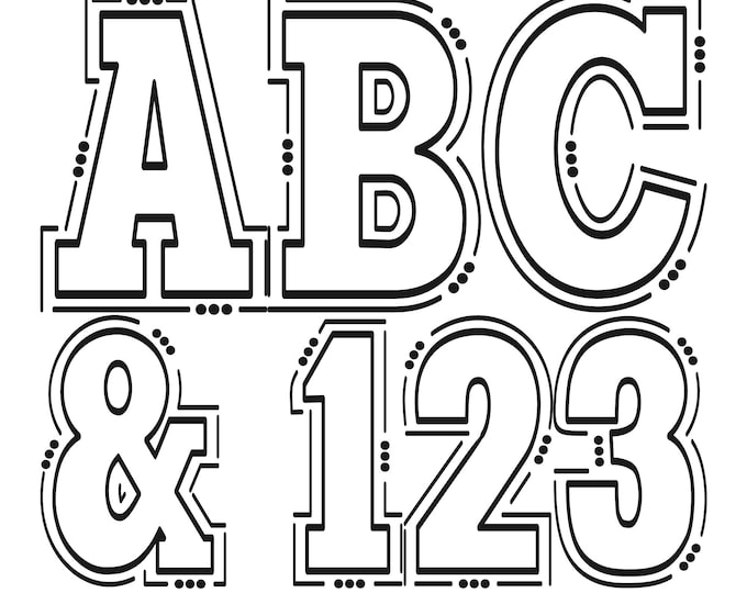 Sports Doodle Alphabet Font Bundle, Bold Outline Letters SVG PNG EPS ...