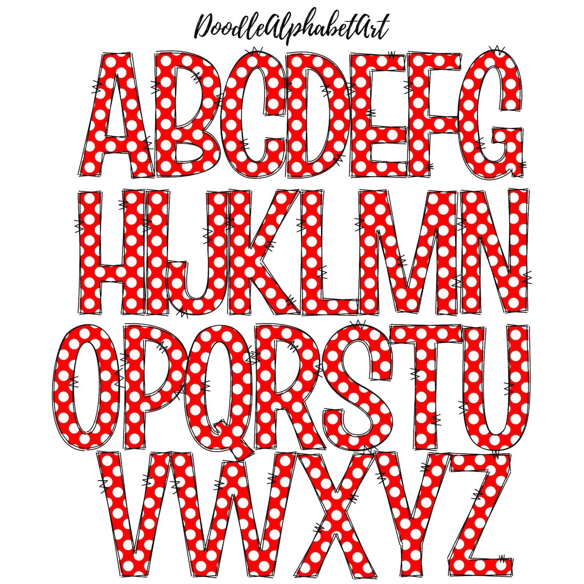 Red Polka Dot Doodle Alphabet PNG Bundle (digital Download) - Etsy
