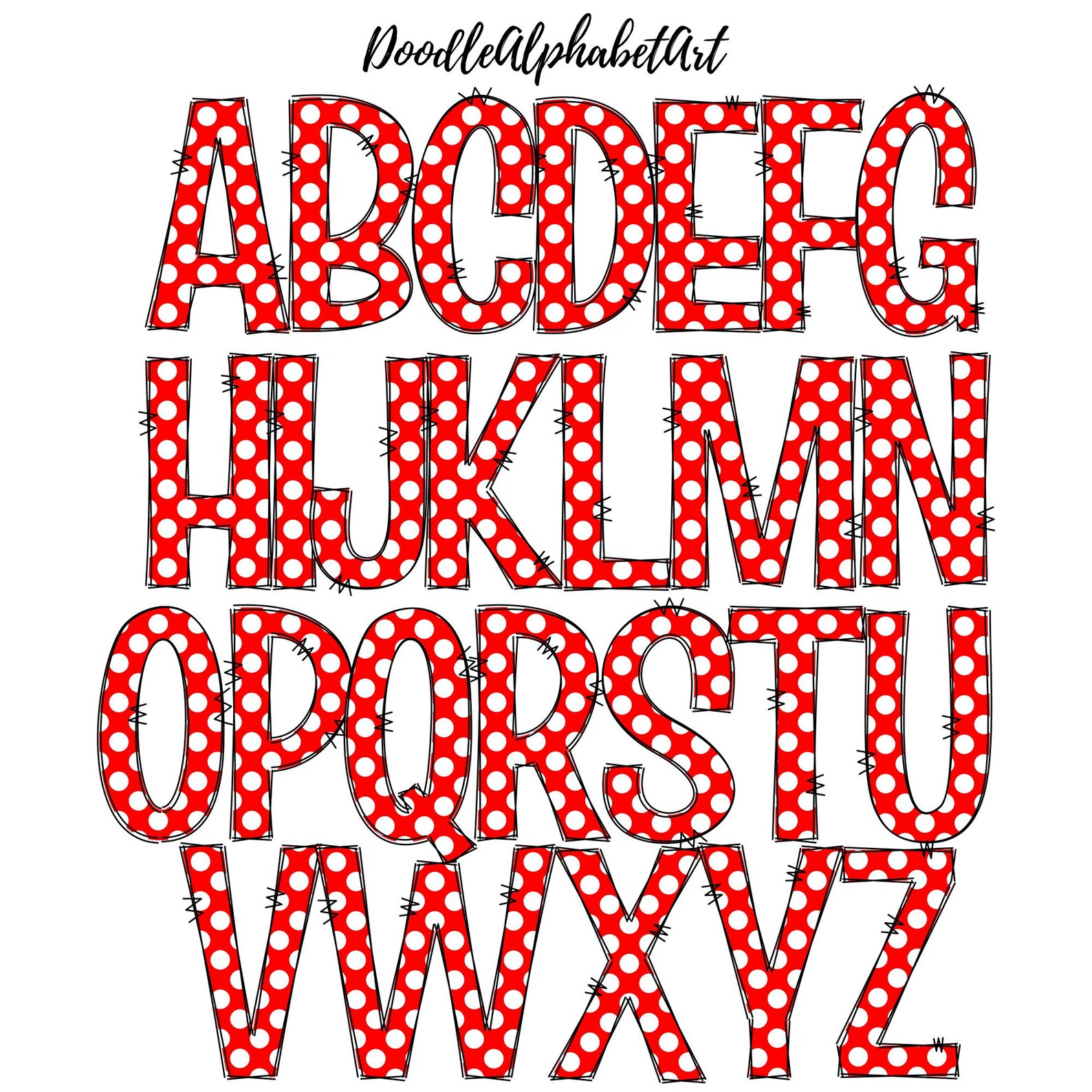Red Polka Dot Doodle Alphabet PNG Bundle (digital Download) - Etsy