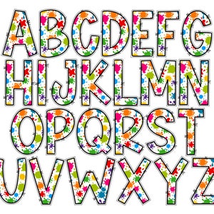 Paint Splats Doodle Alphabet: Digital Letters Clipart (PNG) - Etsy