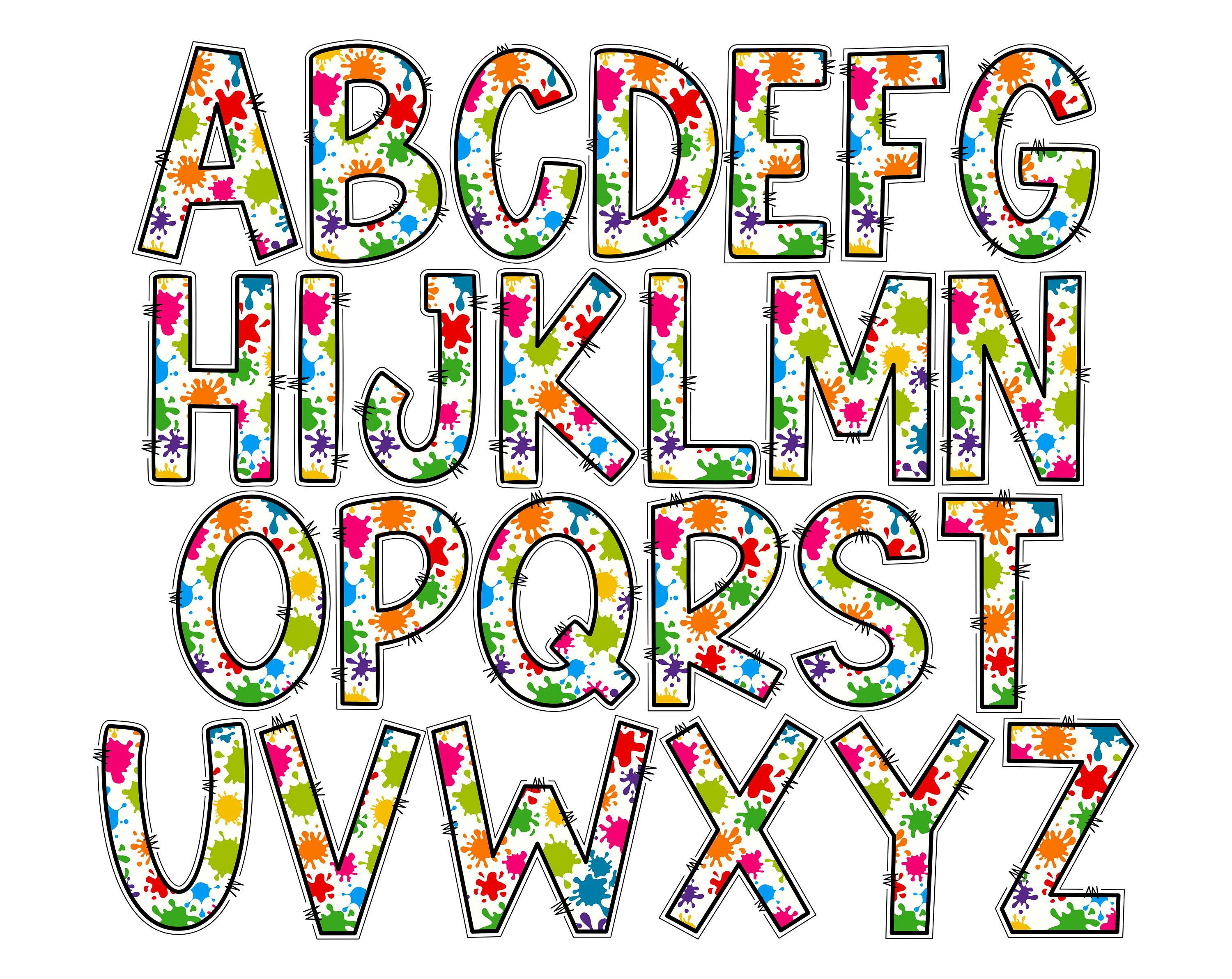 Paint Splats Digital Alphabet Letters PNG Hand Drawn Digital - Etsy Canada