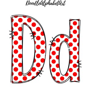 Red Polka Dot Doodle Alphabet PNG Bundle, Uppercase & Lowercase Letters ...
