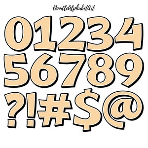 Doodle Retro Alphabet Letters PNG Bundle, Pastel Color Palette, Bold ...