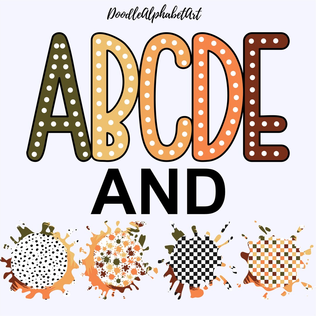 Fall Colors Dots Alphabet PNG Bundle: Artistic Backgrounds (digital ...