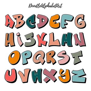 Boho Graffiti Letters PNG Bundle, 10 Alpha Sets, Retro Block Shadow ...