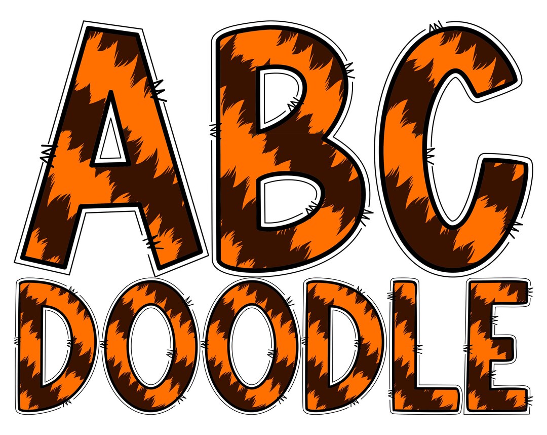 Tiger Stripe Skin Animal Digital Alphabet Letters PNG, Hand Drawn ...