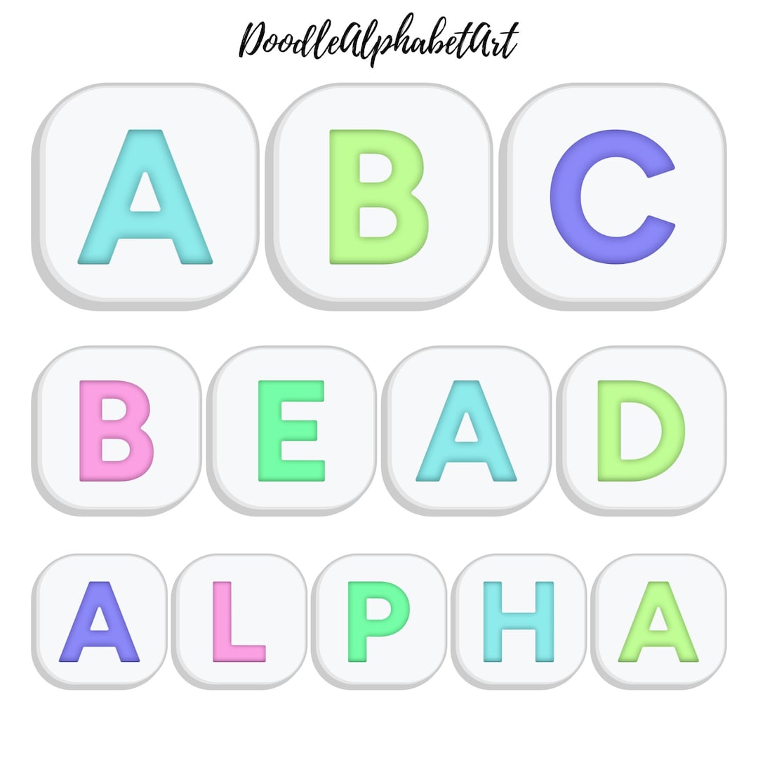 Easter Color Letter Beads Clip Art PNG, Bundle of 5 Alphapacks ...