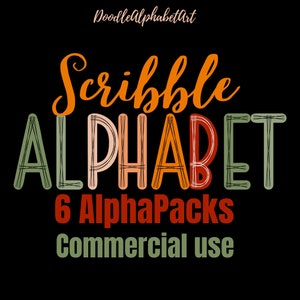 Scribble Letters PNG in 6 Colors, Highland, Sage, Cashmere, Faded ...