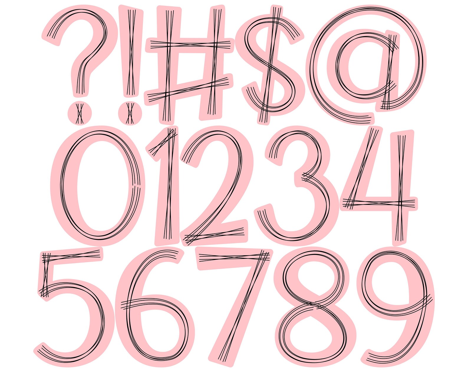 Scribble Letters PNG in 5 Colors Clay Brown Geraldine - Etsy