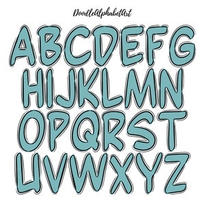 BOHO Doodle Alphabet PNG Bundle, Hand Drawn Bubble Letters With ...