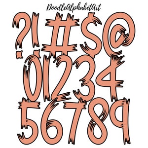 Boho Doodle Alphabet PNG Bundle: Halloween Brush Stroke Letters ...