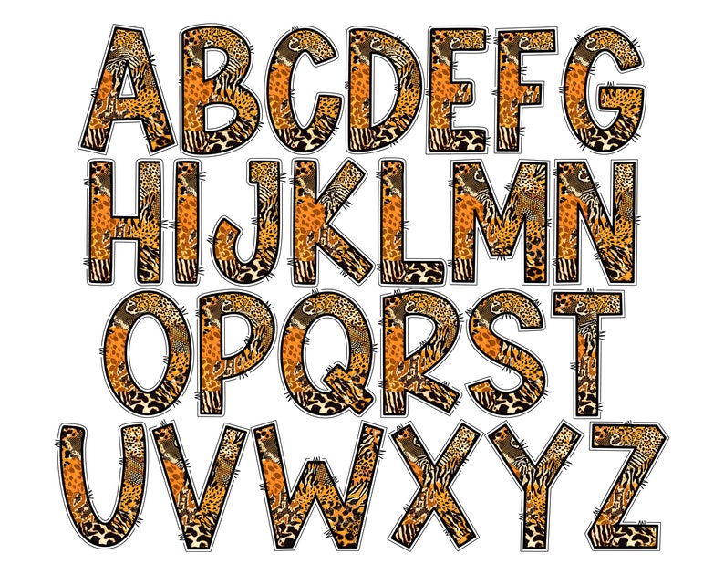 Wild Animal Digital Alphabet Letters PNG Hand Drawn Digital - Etsy