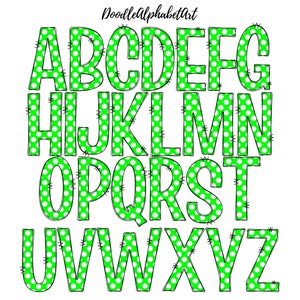 Doodle Polka Dot Alphabet PNG Bundle: 10 Colorful Alpha Sets (digital ...