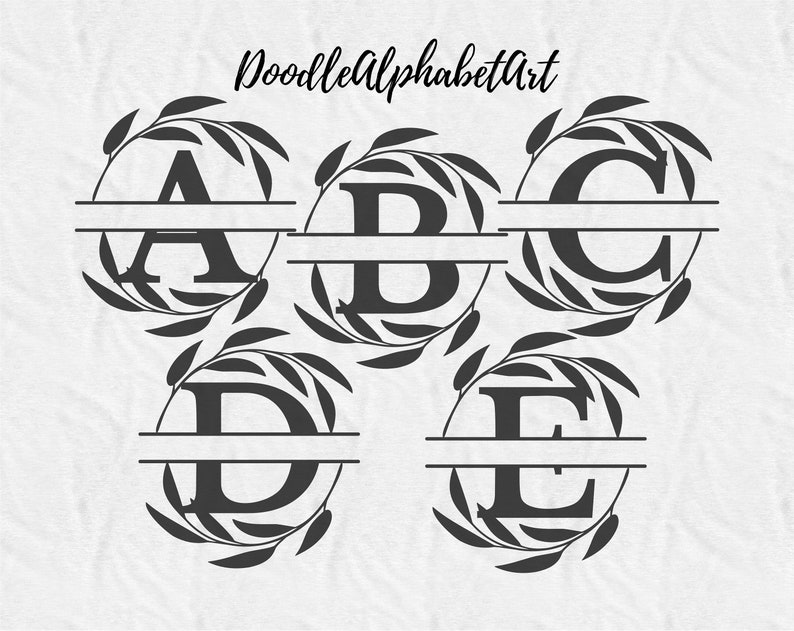 Split Alphabet Monogram SVG DXF PNG Eps Pdf Split Leaf Letter - Etsy