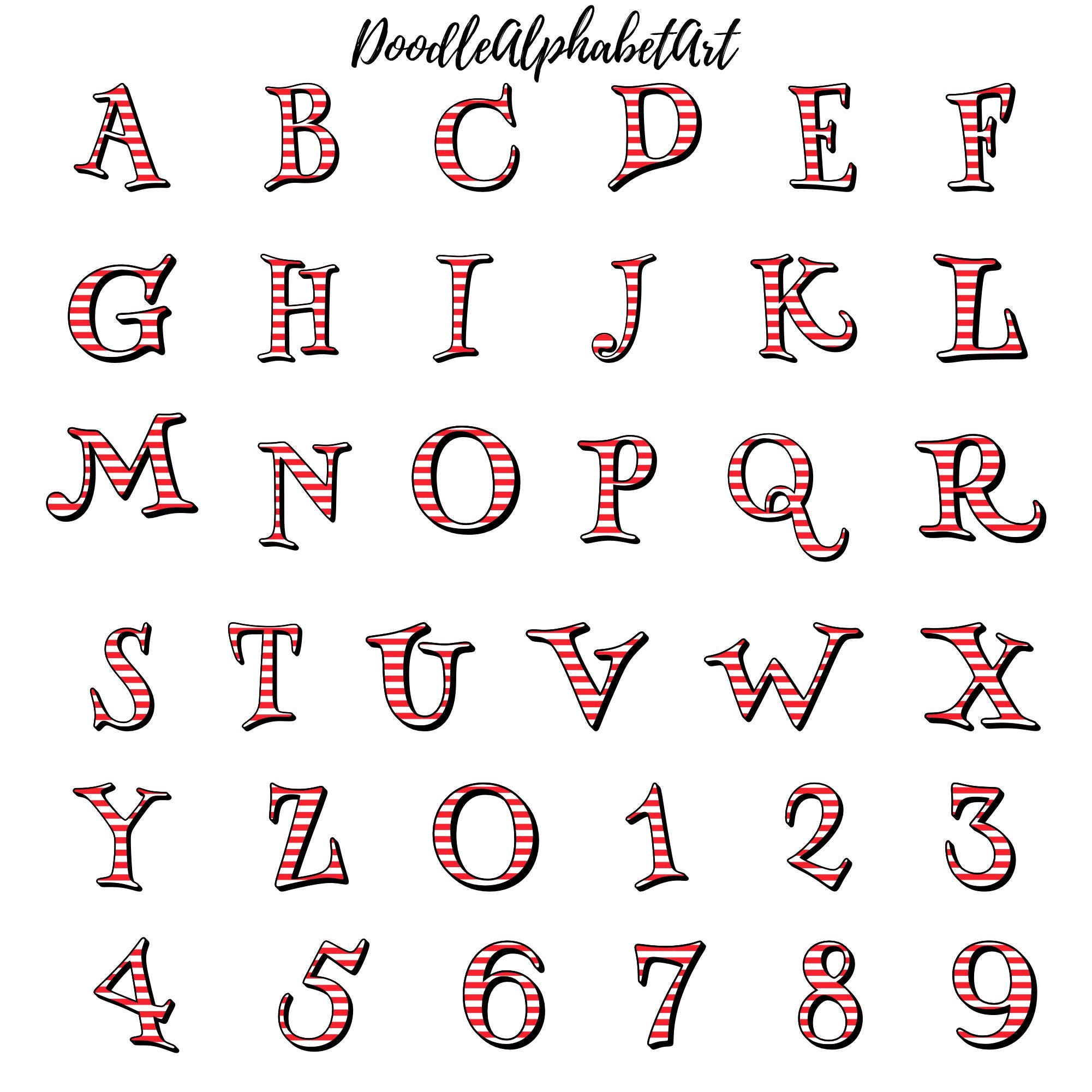 Christmas Doodle Alphabet PNG Bundle | 8 Letter Sets + Clipart for DIY ...