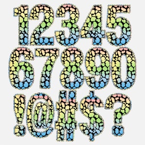 Colorful Leopard Digital Alphabet Letters and Numbers Sublimation ...