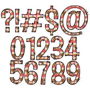 Daisy Flower Doodle Alphabet PNG in Bean Red Color, Hand Drawn Floral ...