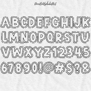 Retro Doodle Alphabet PNG Bundle: Vibrant Lines and Dots (digital ...