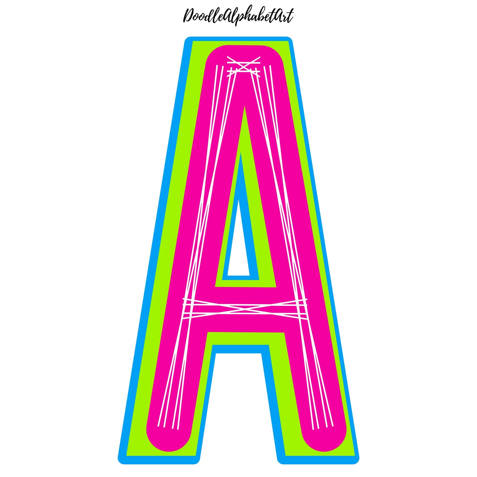 Scribble & Marquee Funky Colorful Alphabet PNG Bundle, Bright Color ...
