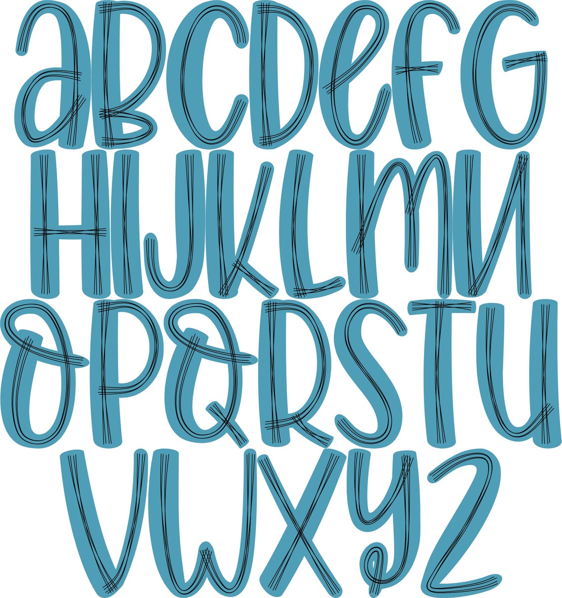 Scribble Letters Png in 6 COLORS Boho Emerald Digital Doodle - Etsy