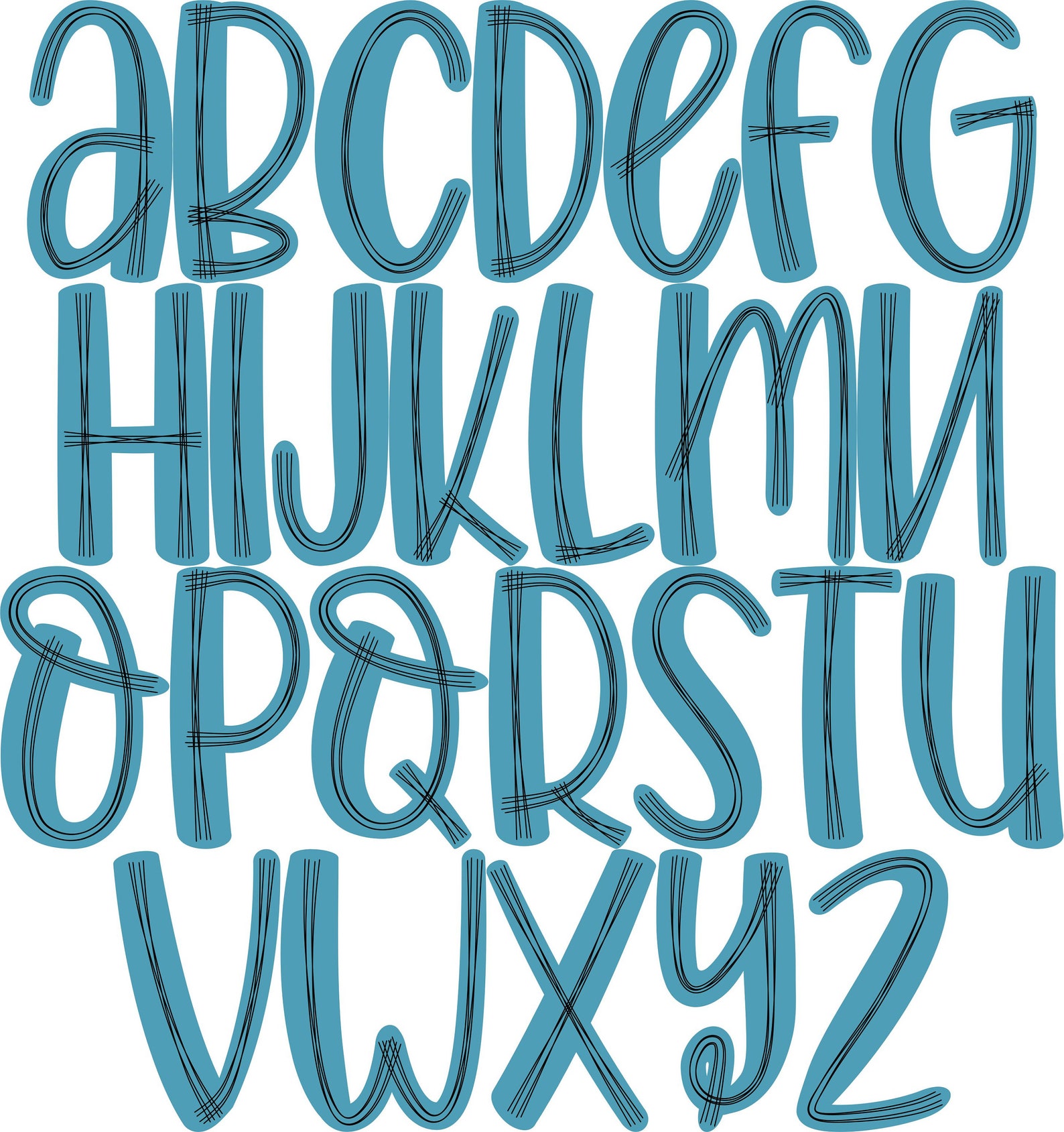 Scribble Letters Png in 6 COLORS Boho Emerald Digital Doodle - Etsy