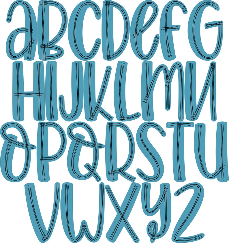 Scribble Letters Png in 6 COLORS Boho Emerald Digital Doodle - Etsy