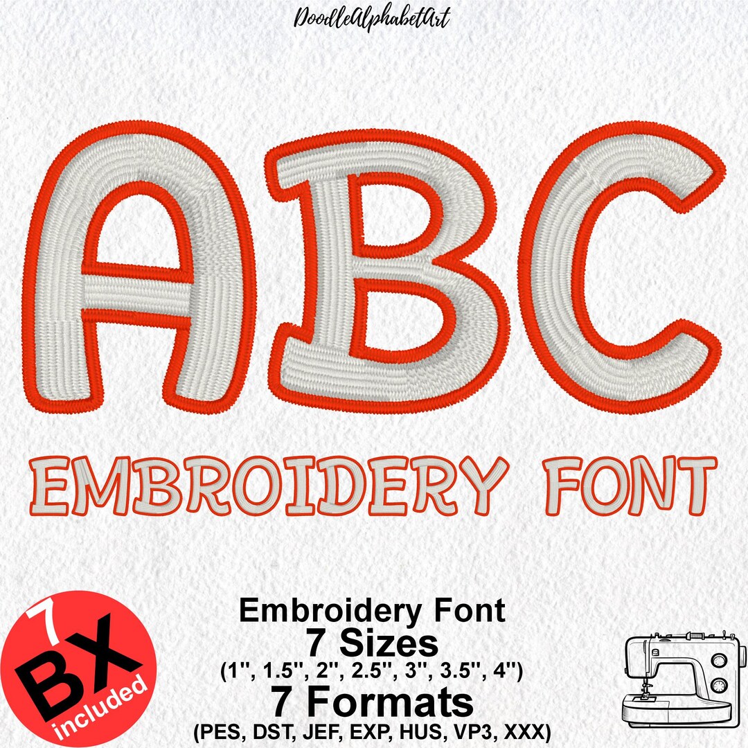2-color Satin Stitch Embroidery Font, Native BX Embroidery Design, 7 ...