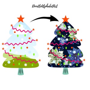 Editable Christmas Tree Canva Frames Collection, Hand Drawn Canva Frame ...