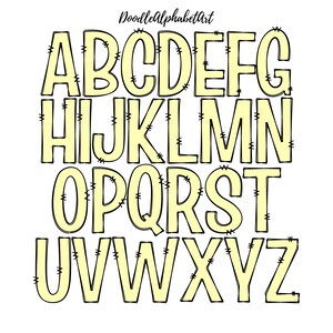 Hand-drawn Doodle Alphabet PNG Bundle - 8 Sets, Pastel Colors ...