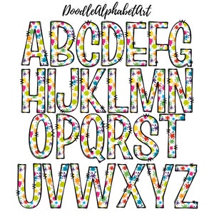 Paint Splats Doodle Alphabet PNG: Hand-drawn Letters & Numbers (digital ...