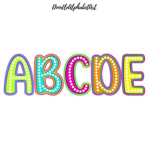 Polka Dot Marquee Alphabet PNG Bundle: Funky Colorful Letters (digital ...